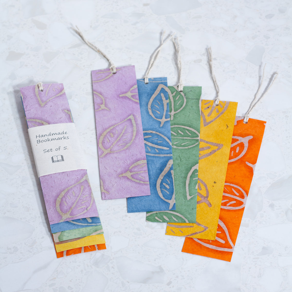 Handmade Bookmarks - Set of 5 - Batik Leaf – Anglesey Paper Company