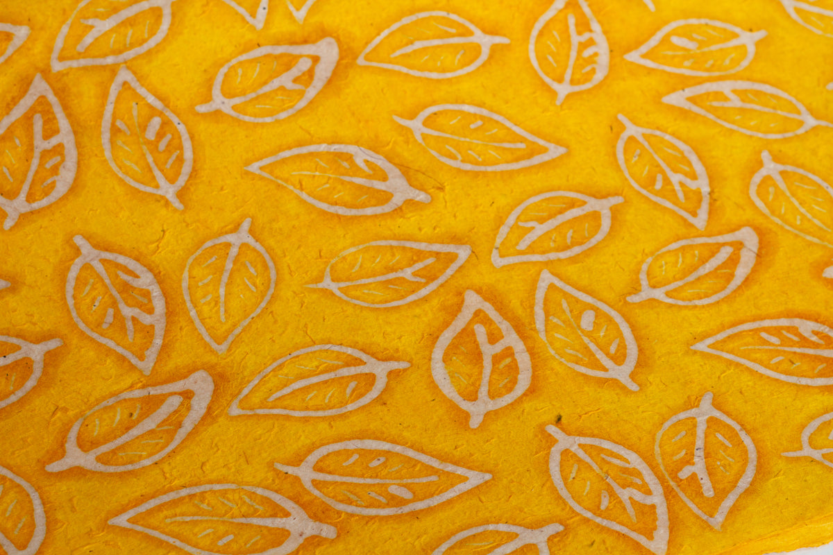 Gift Wrap - Batik Leaf Yellow – Anglesey Paper Company