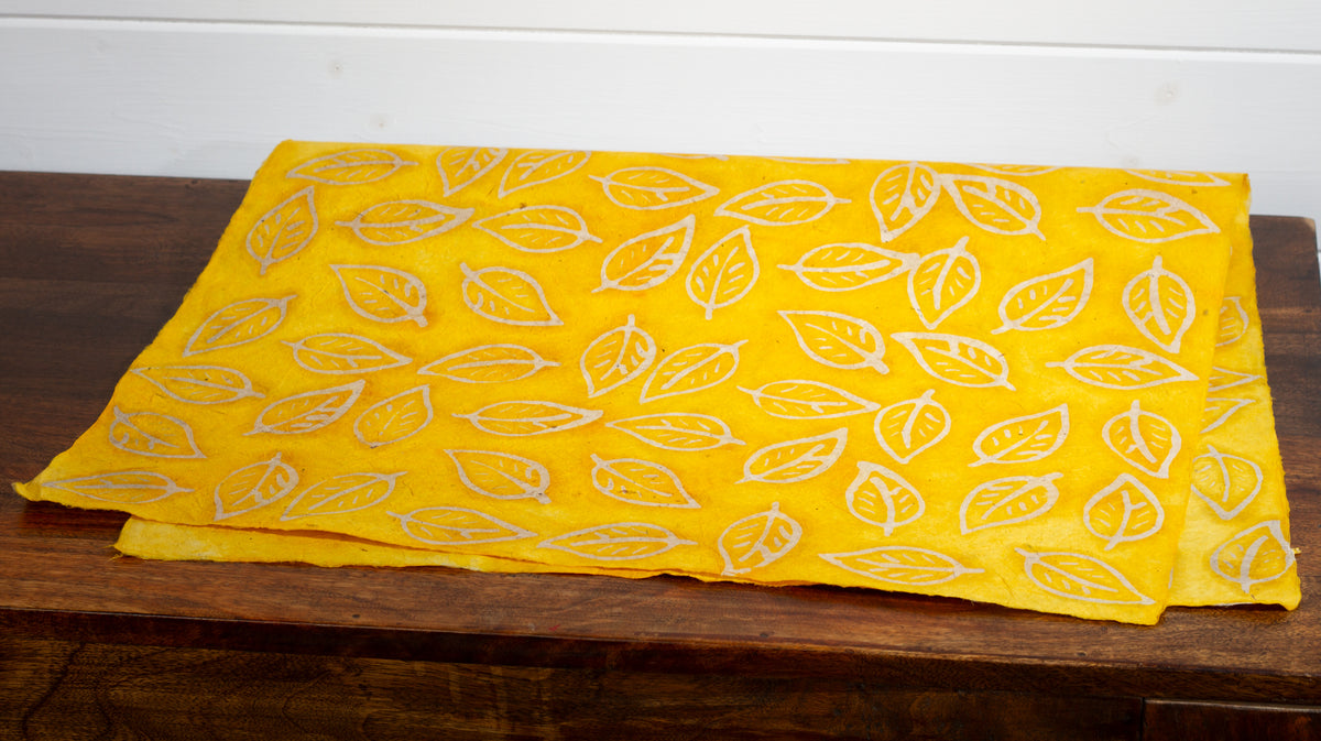 Gift Wrap - Batik Leaf Yellow – Anglesey Paper Company