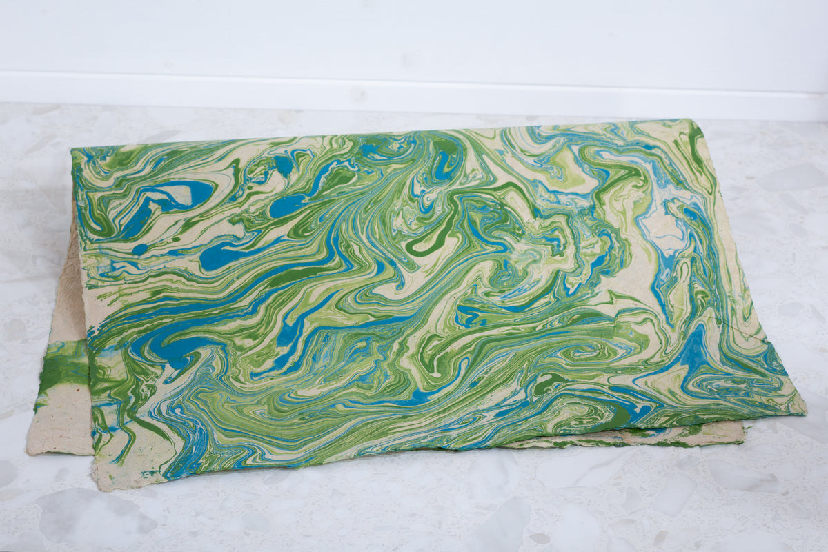 Gift Wrap - Atlas Marble Paper ~ Green/Blue – Anglesey Paper Company