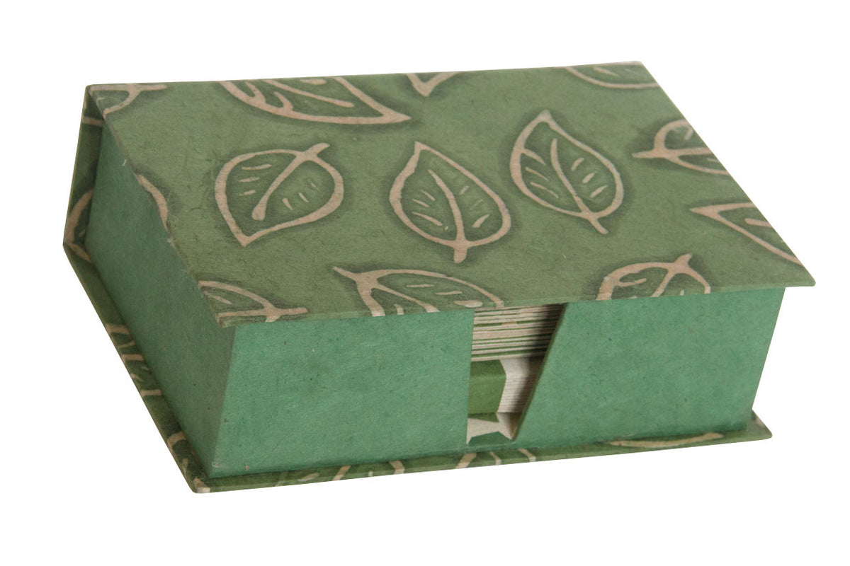 Notelet Set with Box - Handmade Lokta Paper with Batik Leaf design ...